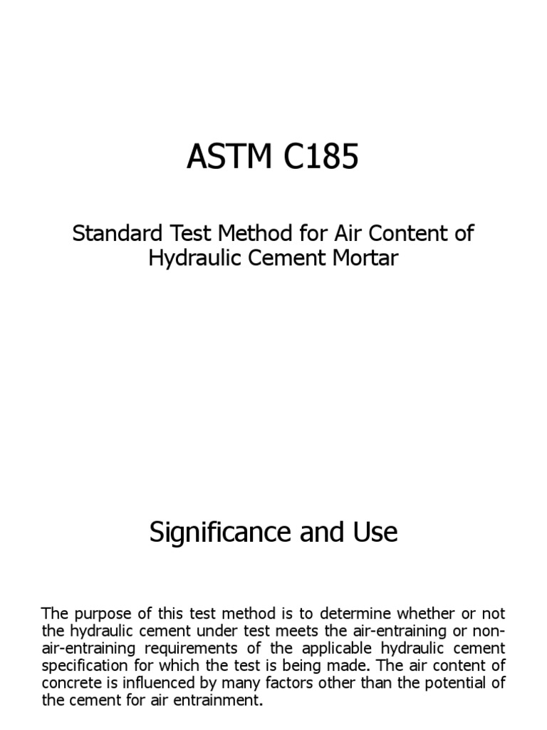 Air Content (ASTM-C185) | PDF | Applied And Interdisciplinary Physics | Civil Engineering
