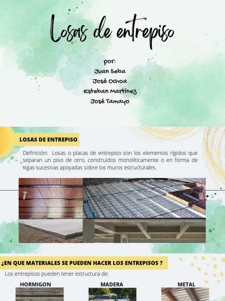 Tipos y Diseño de Losas de Entrepiso | PDF | Hormigón | Ingeniero civil