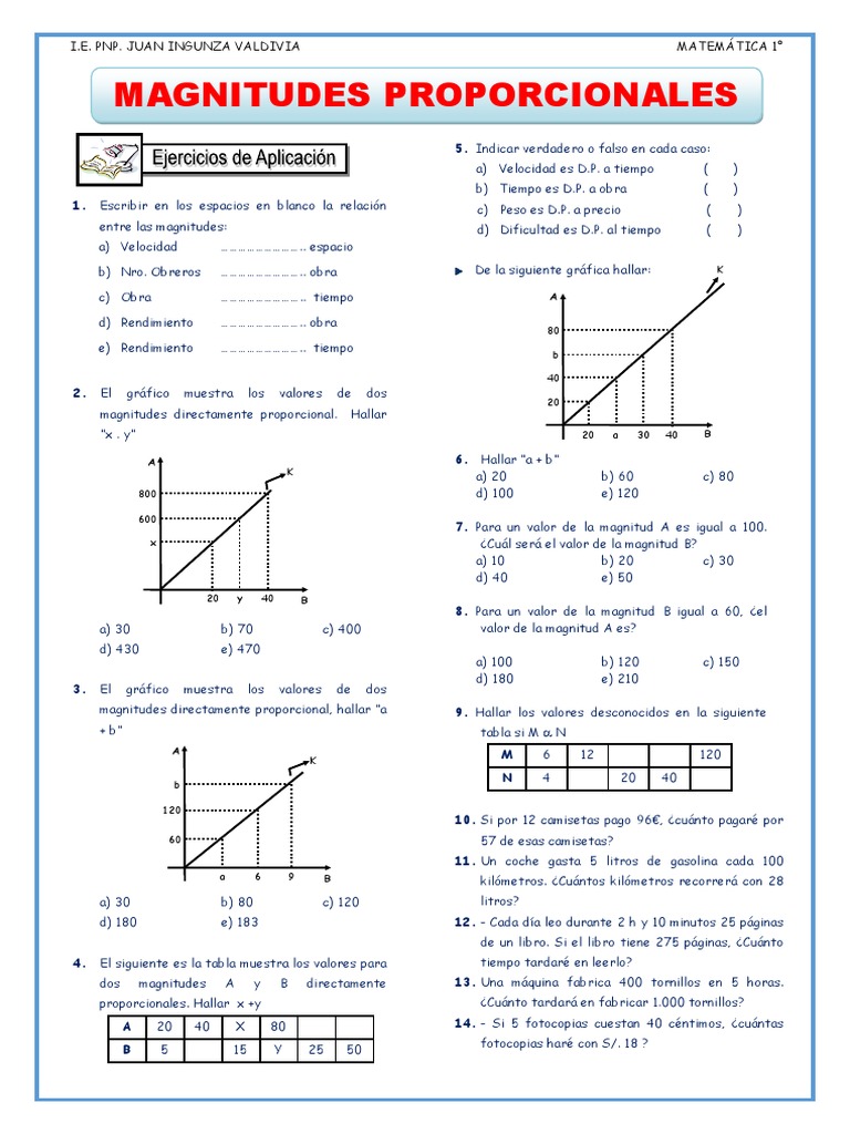 Magnitudes Proporcionales para Primero de Secundaria | PDF