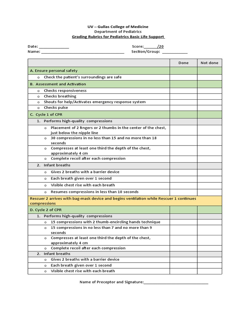 UV - Gullas College of Medicine Grading Rubrics For Pediatrics Basic ...