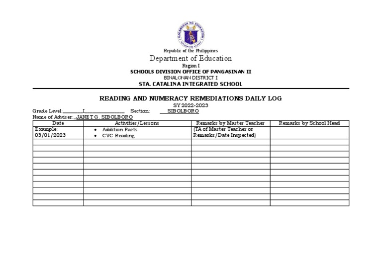 Sample Remediations-Daily-Log | PDF