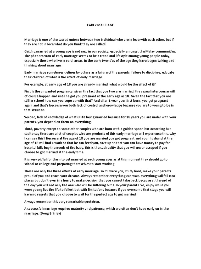 Early Marriage | PDF | Child Marriage | Pregnancy