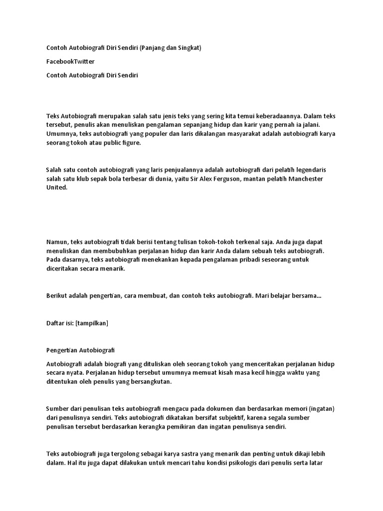 Contoh Autobiografi Diri Sendiri Pdf