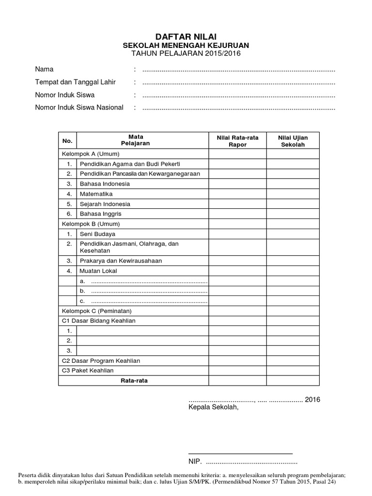 Format Nilai Ijazah | PDF