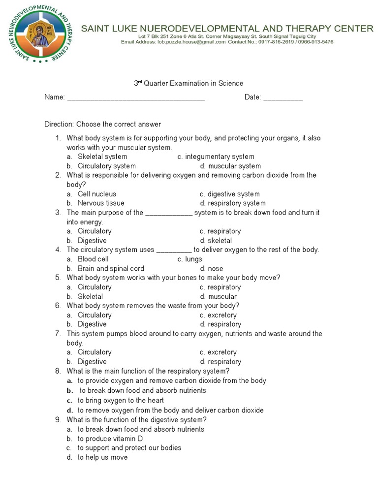 3rd Quarter Examination in Science | PDF | Human Body | Heart