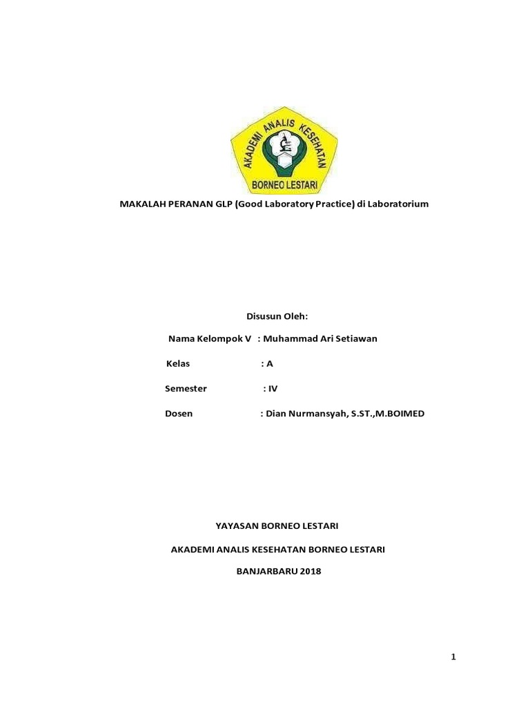 MAKALAH PERANAN GLP Good Laboratory Prac | PDF