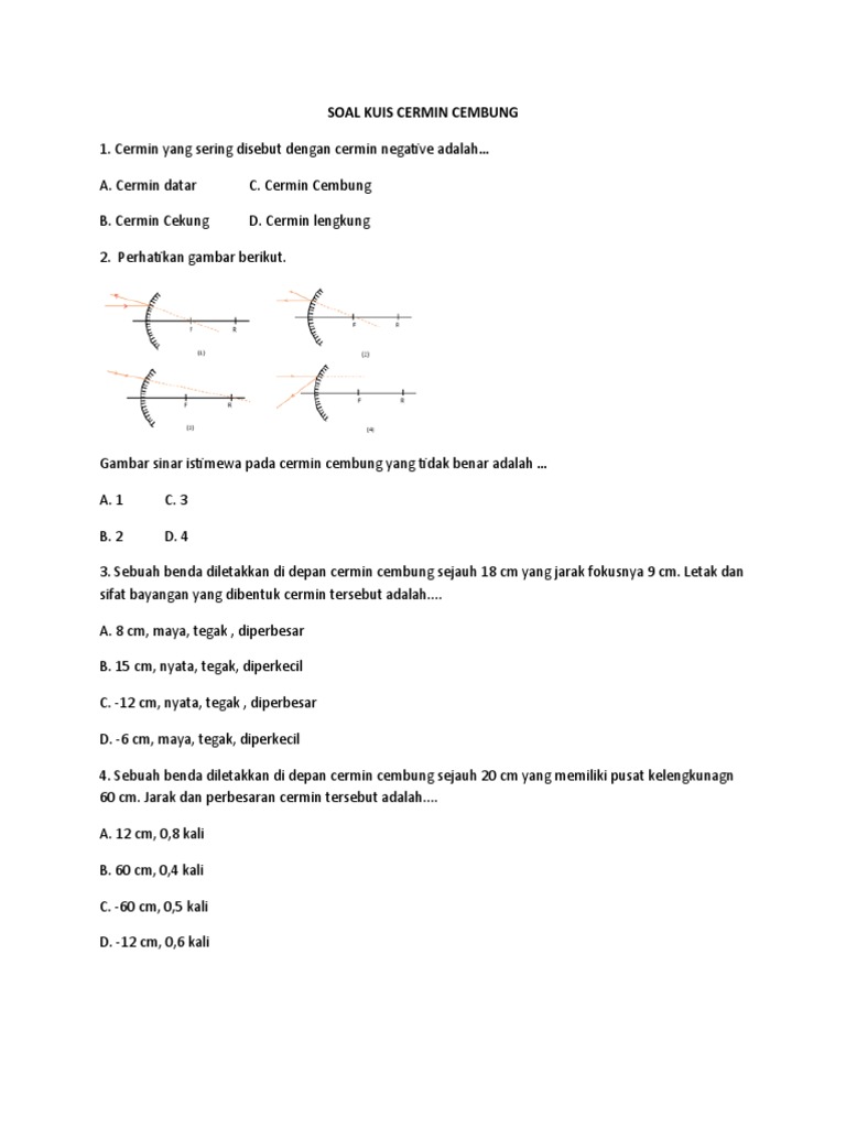 Soal Kuis Cermin Cembung | PDF