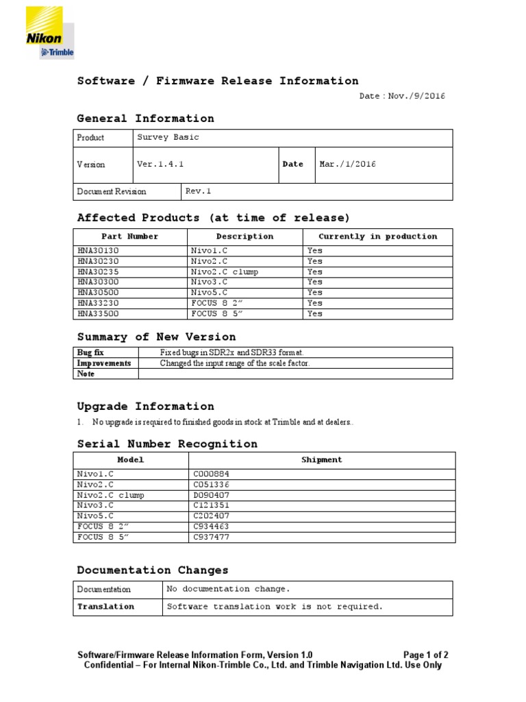 Software Release Information (Survey Basic Ver.1.4.1) | PDF | Software | Software Development