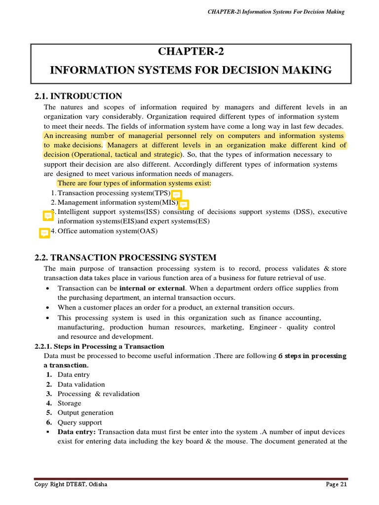 CH 2 Information Systems For Decision Making | PDF | Decision Support System | Information System