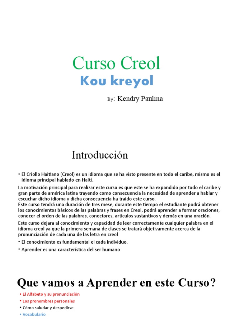 Curso Creol: Kou Kreyol | PDF | Lingüística | Comunicación humana