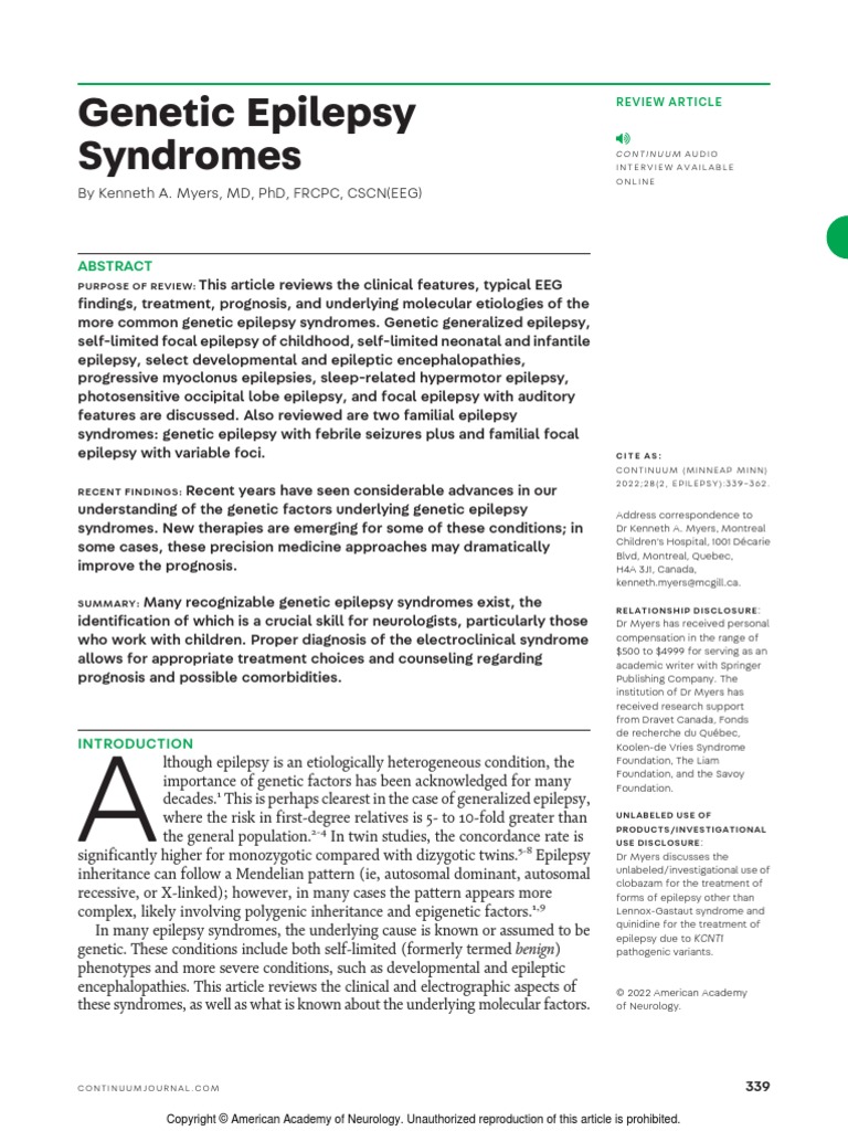 Genetic Epilepsy Syndromes | PDF | Epilepsy | Medicine