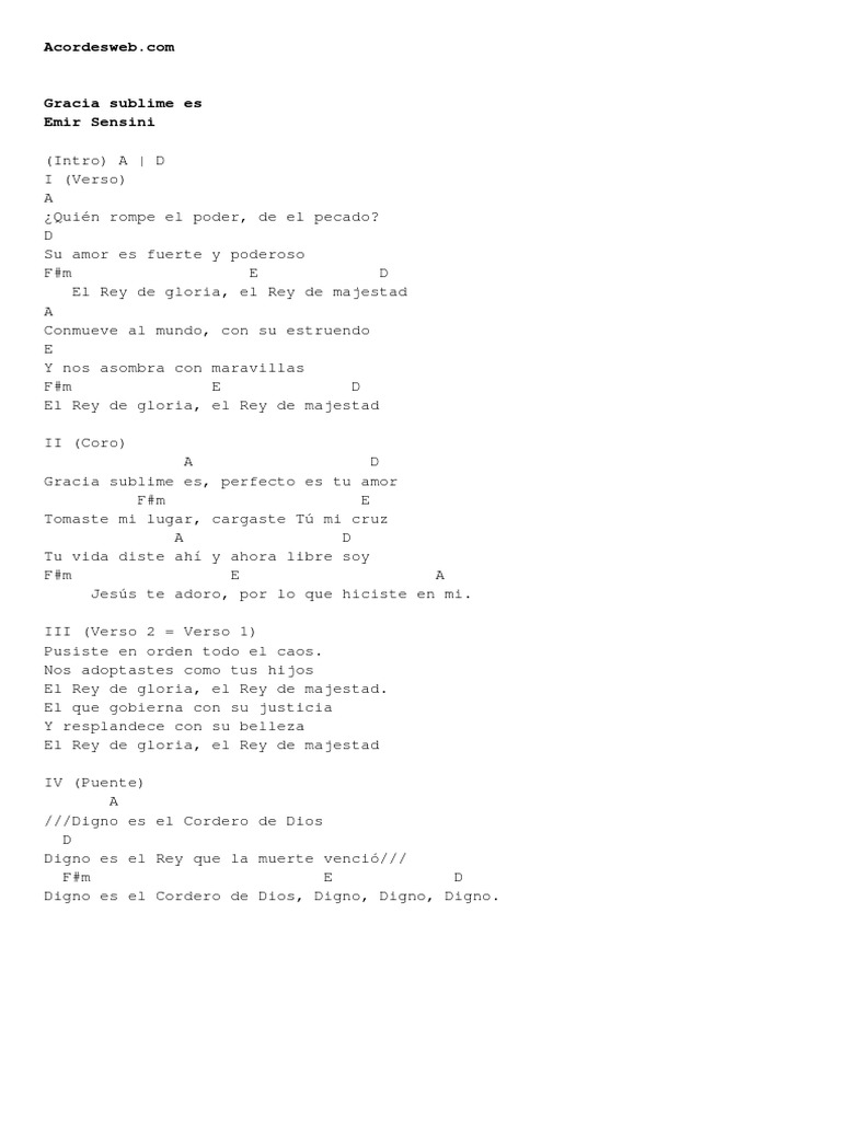 Gracia Sublime Es Emir Sensini Acordesweb Com | PDF