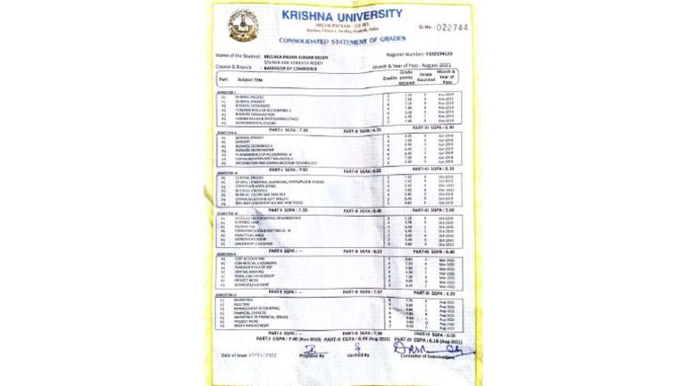 Degree Marks List 1 | PDF