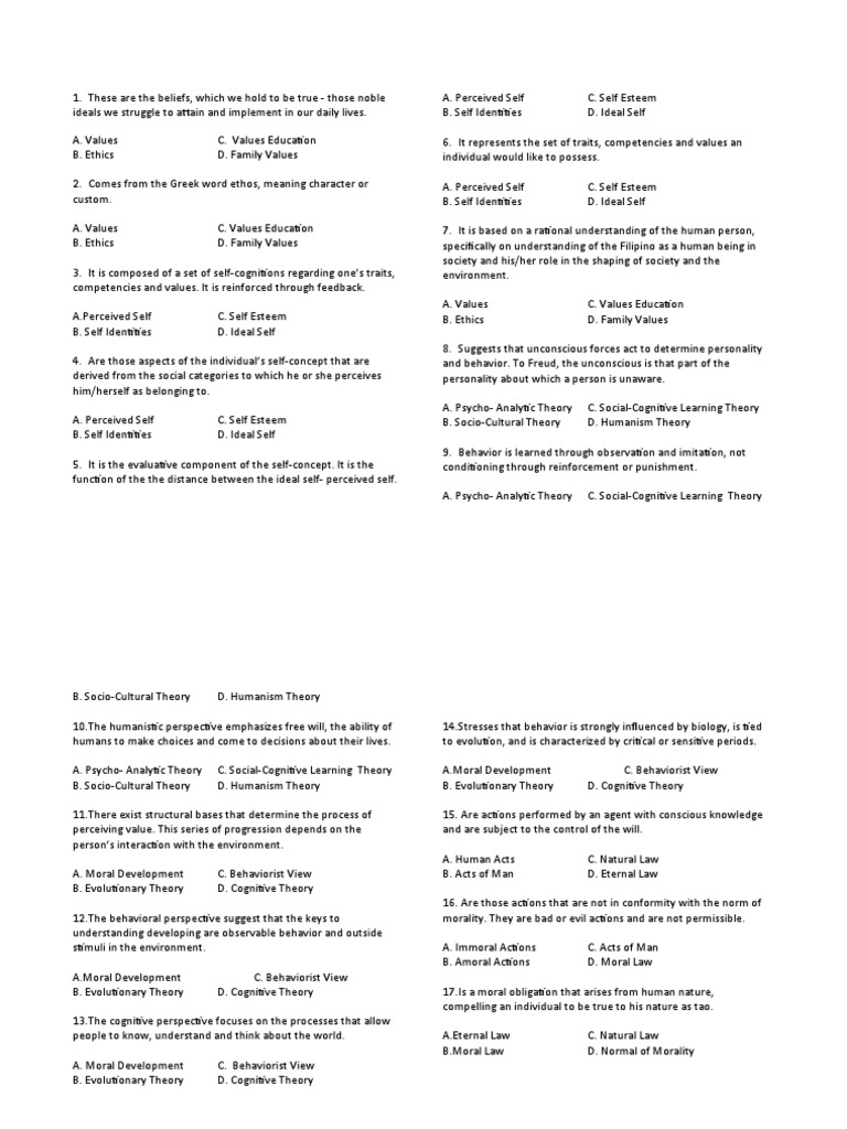 Values Development | PDF | Morality | Self Concept