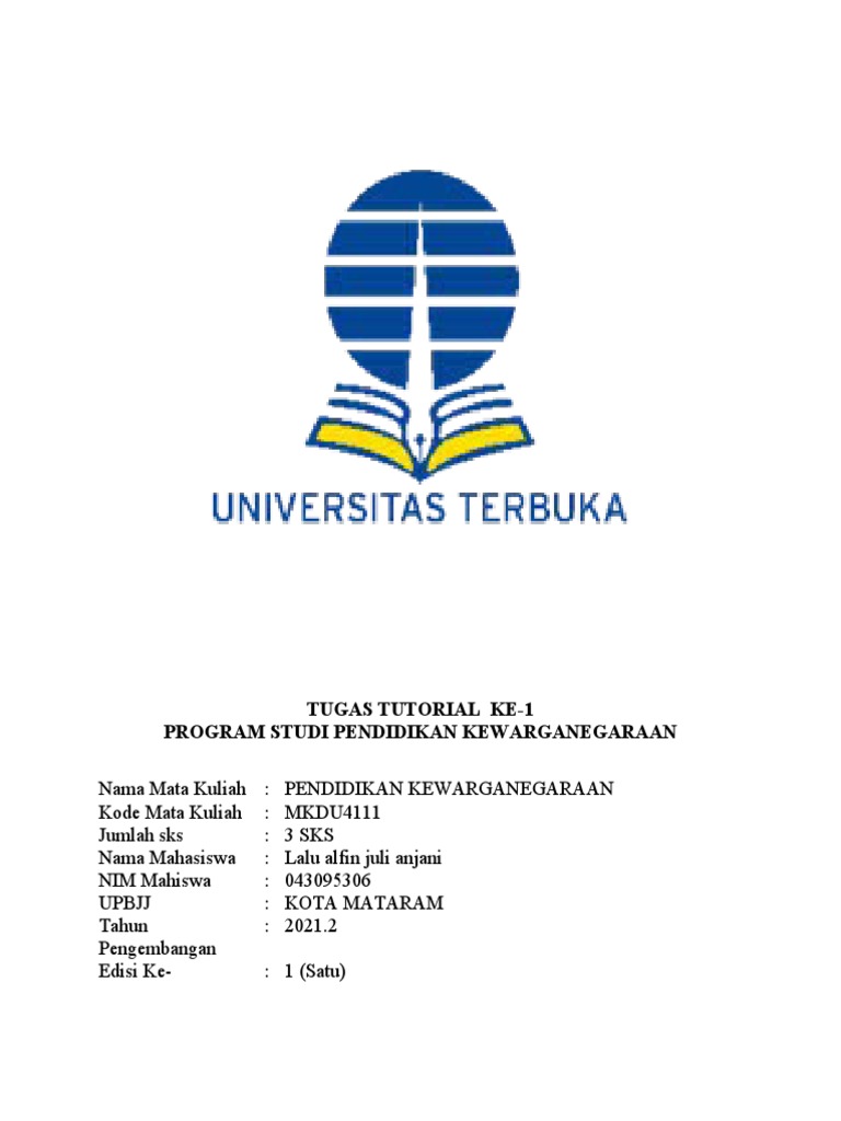 Tugas Tuton 1 (Mkdu4111) | PDF