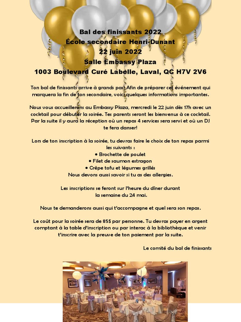 Invitation au bal des finissants 2022 | PDF