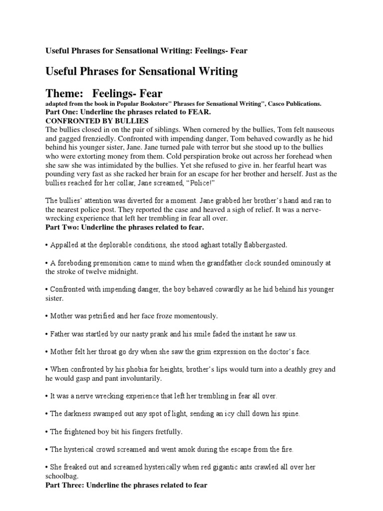 Useful Phrases For Sensational Writing