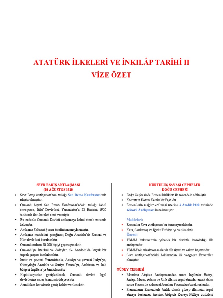 AİİT HİS 102 Vize Özet | PDF