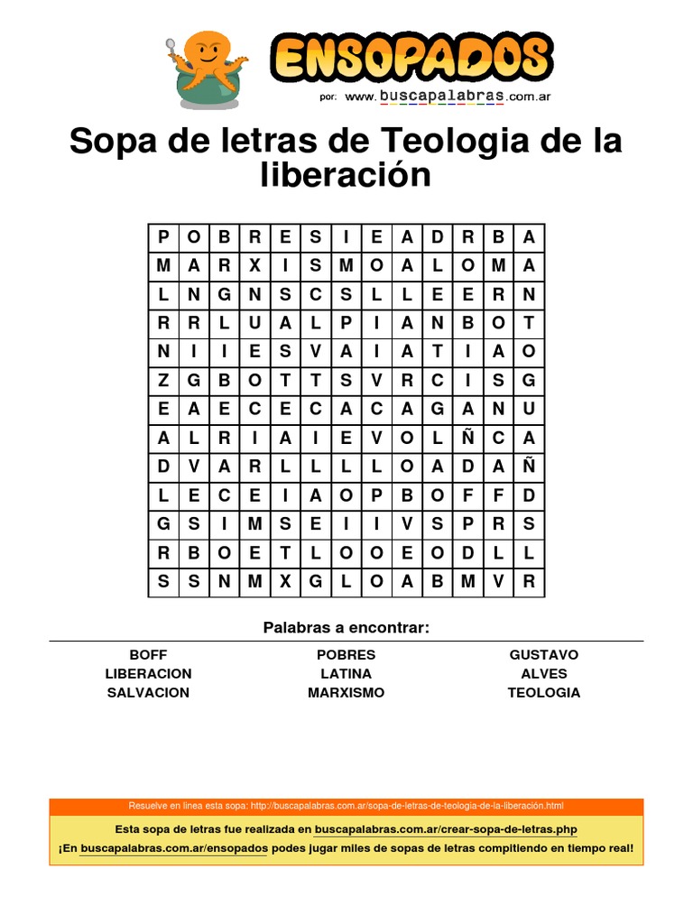 Sopa de Letras de Teologia de La Liberación | PDF