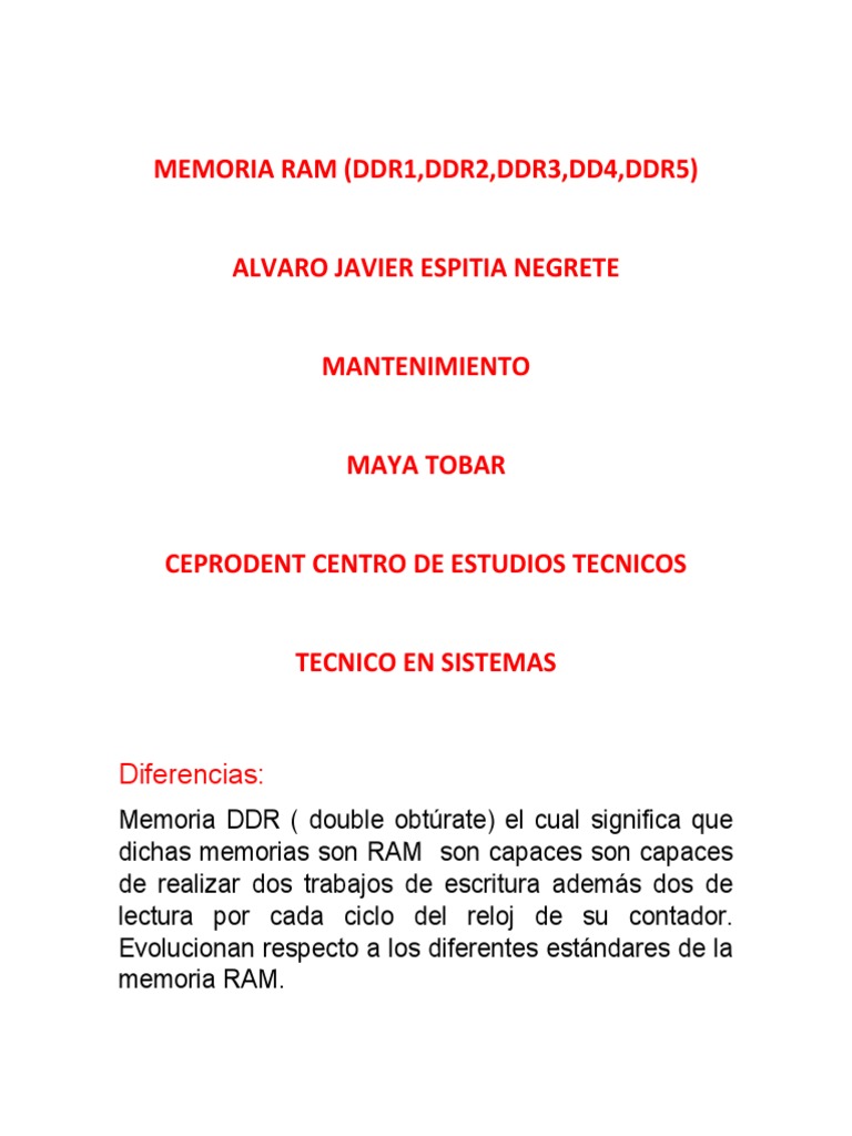 Documento | PDF | Memoria de acceso aleatorio | Informática