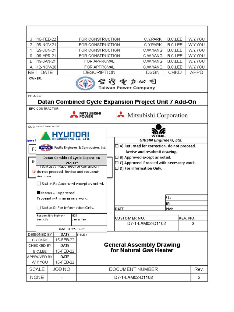 Datan Combined Cycle Expansion Project Unit 7 Add-On: RE V. Date Description DSGN CHKD Appd | PDF