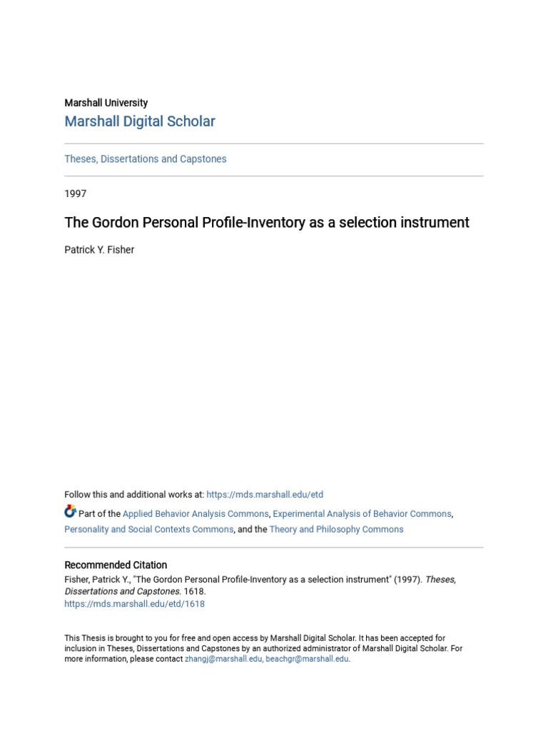 The Gordon Personal Profile-Inventory As A Selection Instrument | PDF ...