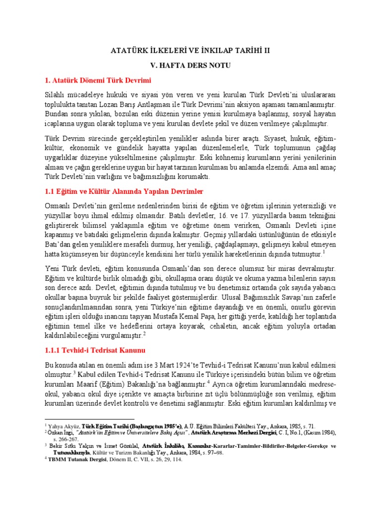 AİİT - HİS - 102 - Bahar - V. Hafta - Ders - Notu | PDF