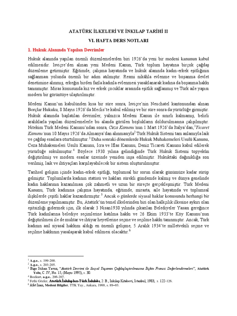 AİİT - HİS - 102 - Bahar - VI. Hafta - Ders - Notu | PDF