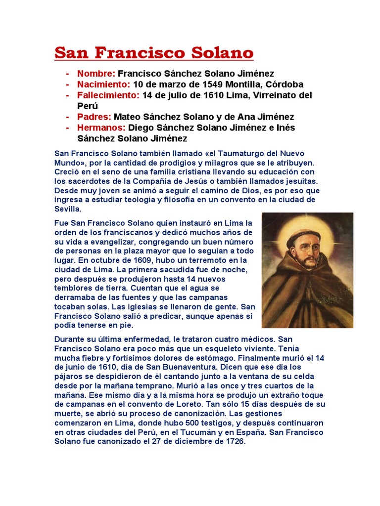 San Francisco Solano | PDF