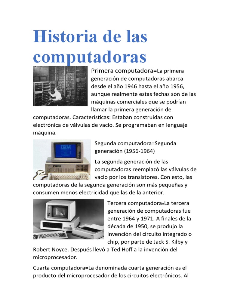 Evolución de las Computadoras | PDF | Historia | Libros para adolescentes