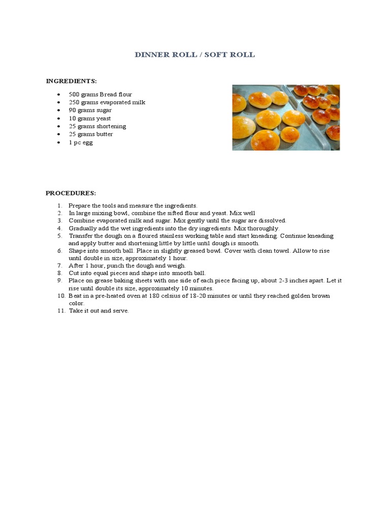 Dinner Roll | PDF | Breads | Dough
