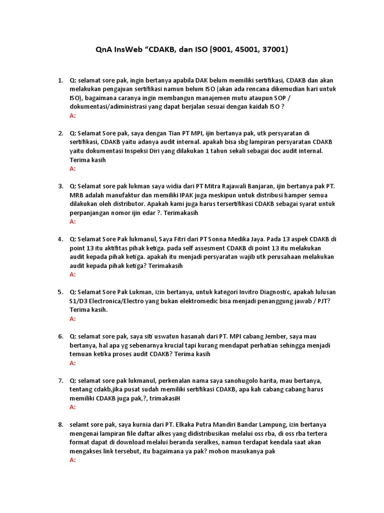 QnA InsWeb CDAKB | PDF