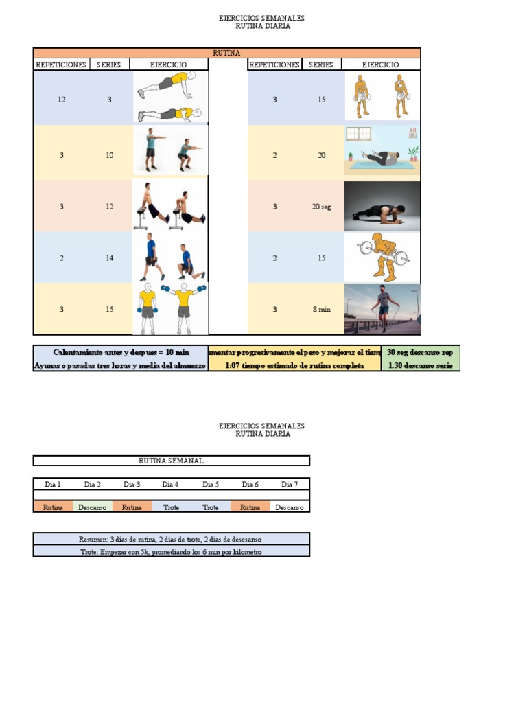 Rutina Ejercicios | PDF