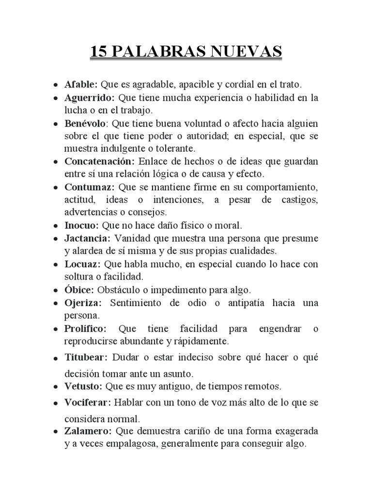 15 PALABRAS NUEVAS | PDF