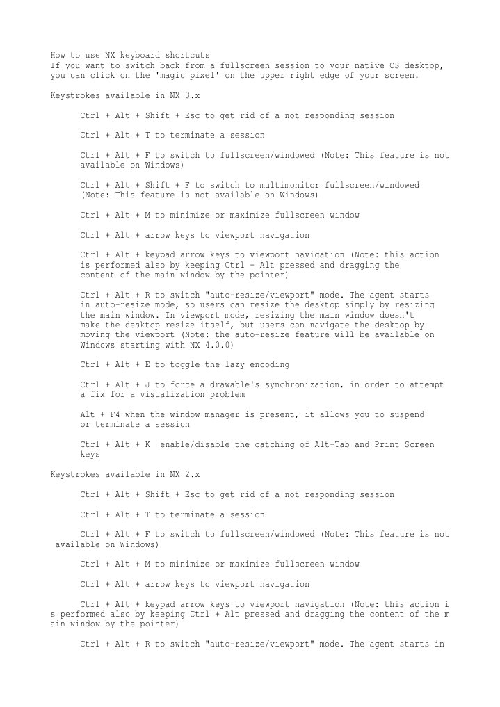 NX Shortcut | Control Key | Keyboard Shortcut