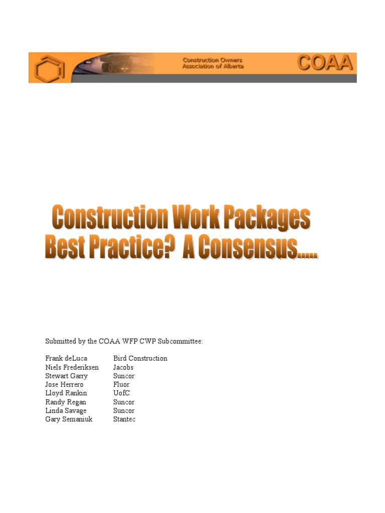 COAA CWP Best Practice Report Final | PDF | Construction Management | General Contractor