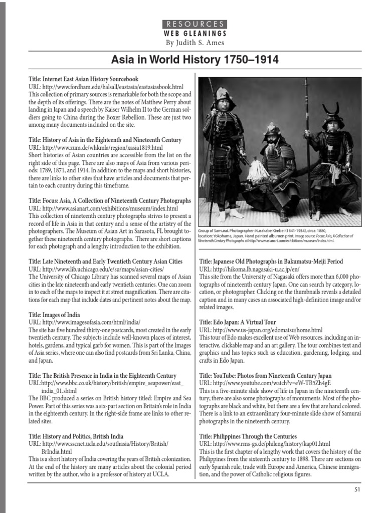 Online Resources for Exploring Asia Between 1750-1914 | PDF