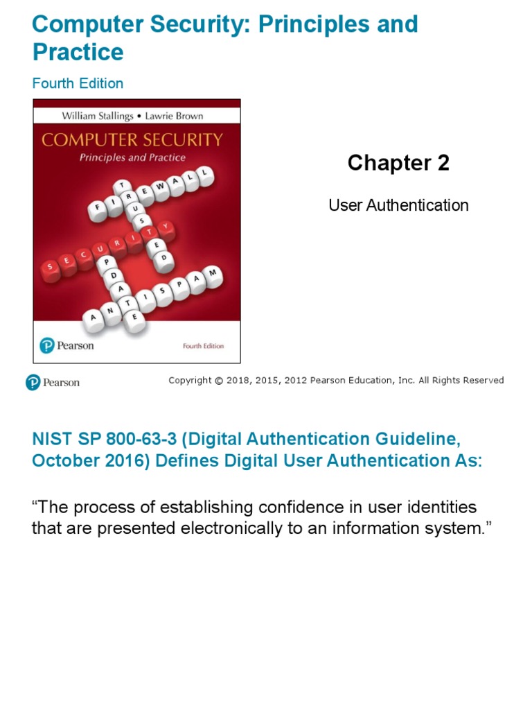 CH01 COMPUTER SECURITY TECHNOLOGY AND PRINCIPLES User Authentication ...