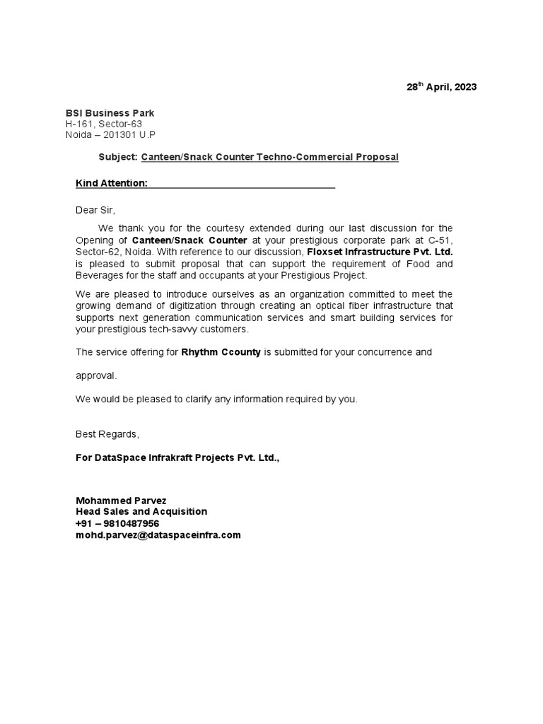 Canteen Proposal | PDF | Business