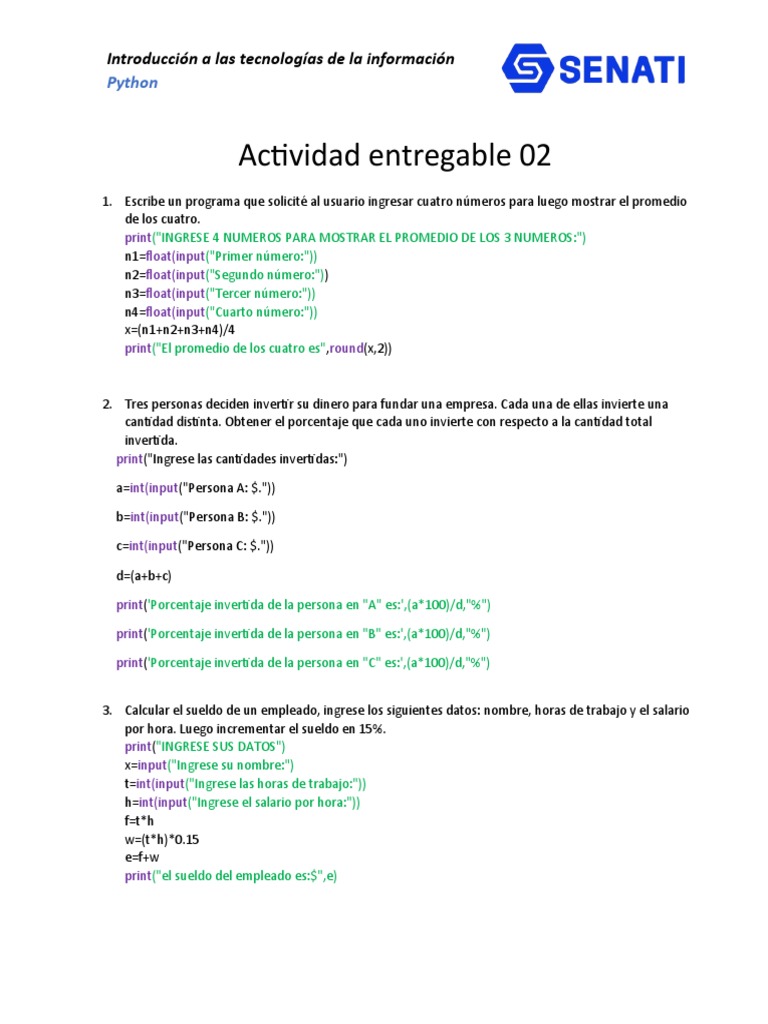 Actividad Entregable 02 PYTHON. - Soto Josue | PDF