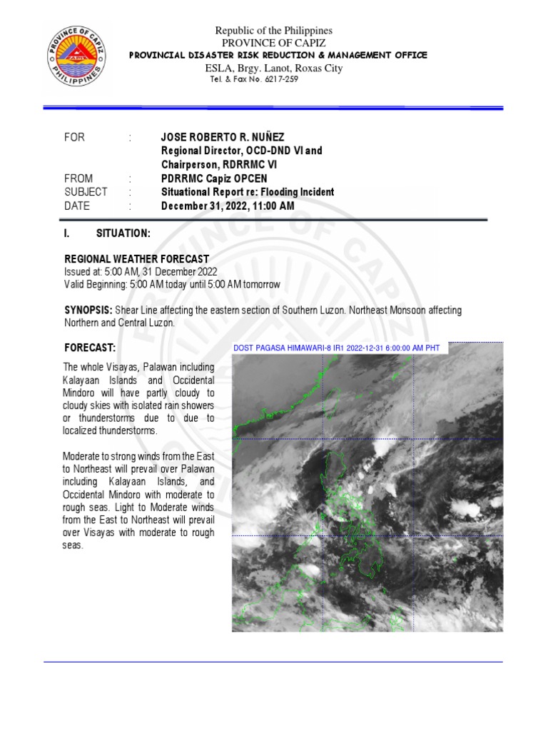 SitRep - Flooding - Dec. 31 2022 11am | PDF | Rain | Natural Hazards