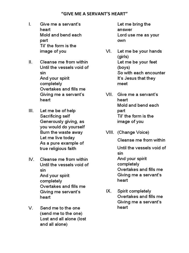 Give Me A Servant's Heart | PDF