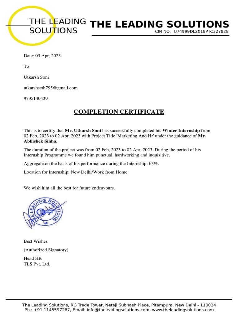 Utkarsh Soni SACE Certificate | PDF