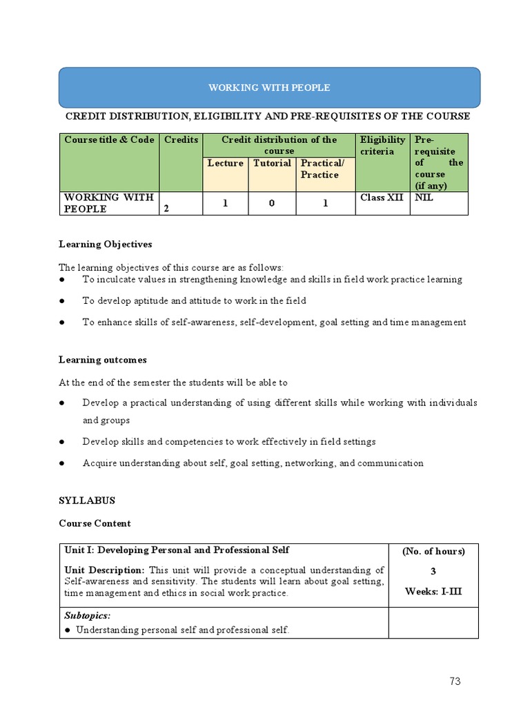 Working With People SEC | PDF | Goal Setting | Learning
