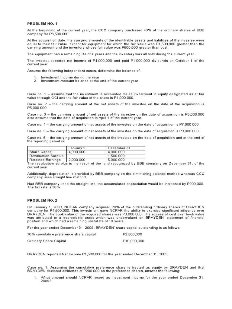 Problem No. 1 | PDF | Preferred Stock | Investing