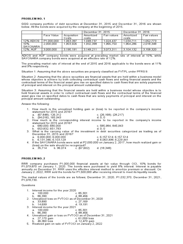 Problem No. 1 | PDF | Bonds (Finance) | Interest
