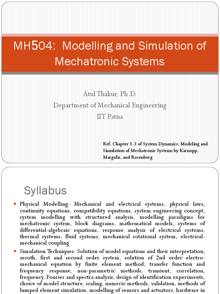 MH 504: Modelling and Simulation of Mechatronic Systems | PDF | Electrical Engineering ...