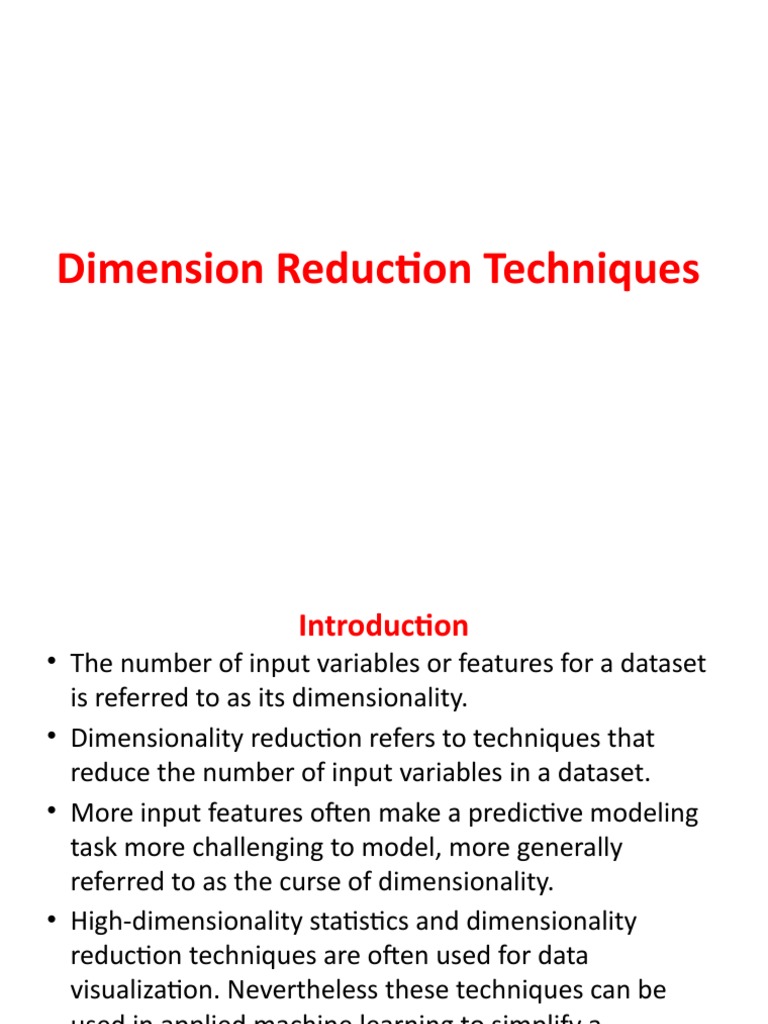 Data Science: Dimensionality Reduction | PDF | Principal Component Analysis | Statistics