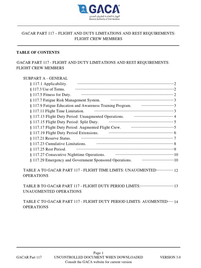 GACAR Part 117 - FTDL | PDF | Aviation | Transport