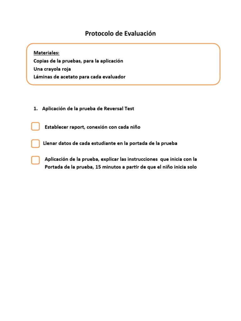 Protocolo de Evaluación del Reversal Test | PDF | Aprendizaje ...